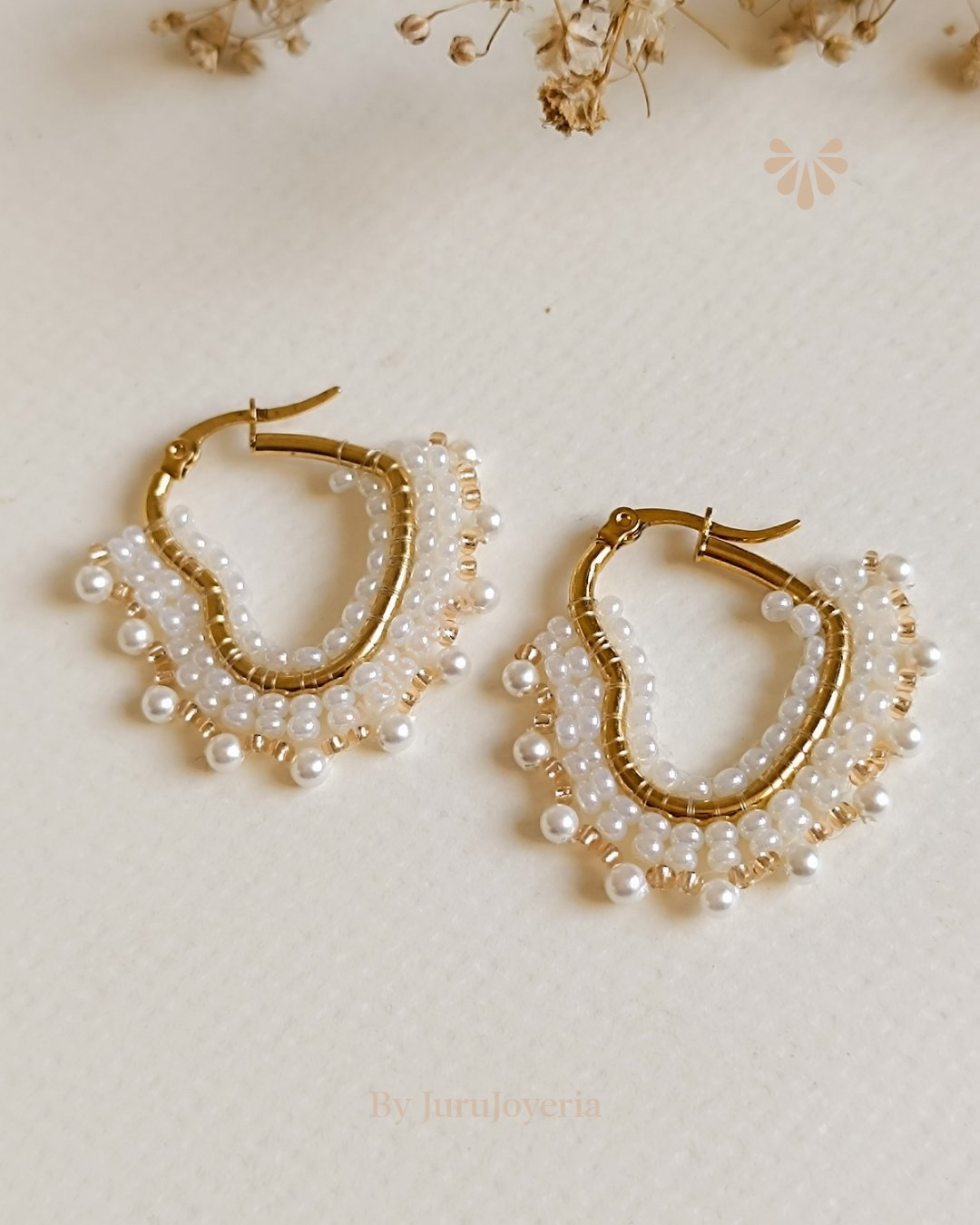 Argollas Shell Corazón - Juru Joyería